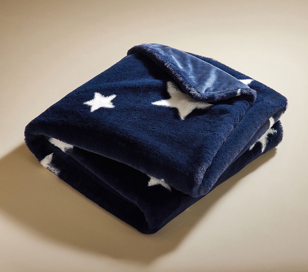 Star Faux Fur Kid Throw Blanket | Pottery Barn Kids