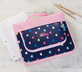 Mackenzie Navy Pink Muti Hearts 3-Ring Binder | Pottery Barn Kids