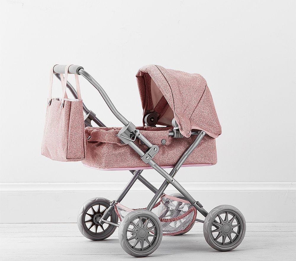 Pink Glitter Mini Pram Doll Stroller | Baby Doll Acessories | Pottery ...