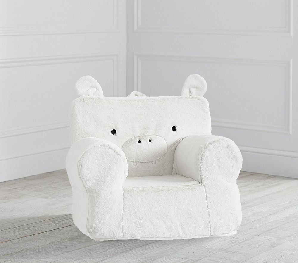 My First Gray Hippo Faux Fur Anywhere Chair® | Toddler Armchair ...