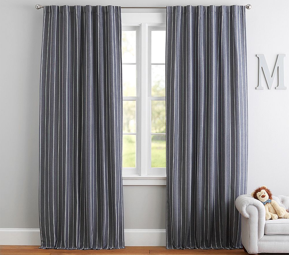 Chain Stitch Stripe Kids Blackout Curtain | Pottery Barn Kids