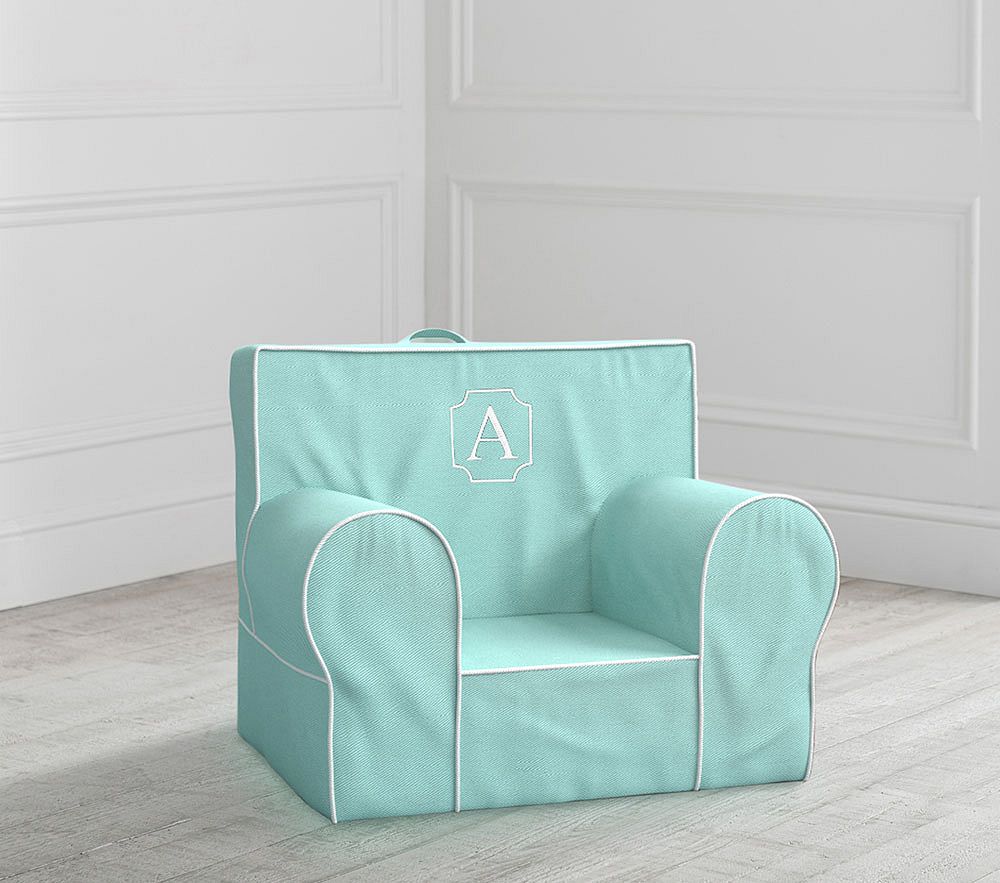 My First Aqua with White Piping Anywhere Chair® | Toddler Armchair ...