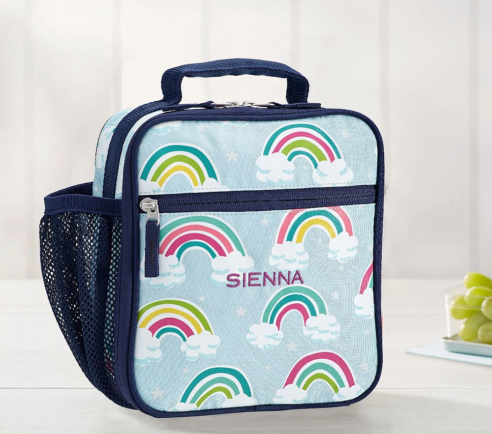 Mackenzie Light Blue Reflective Rainbow Classic Kids Lunch Box ...
