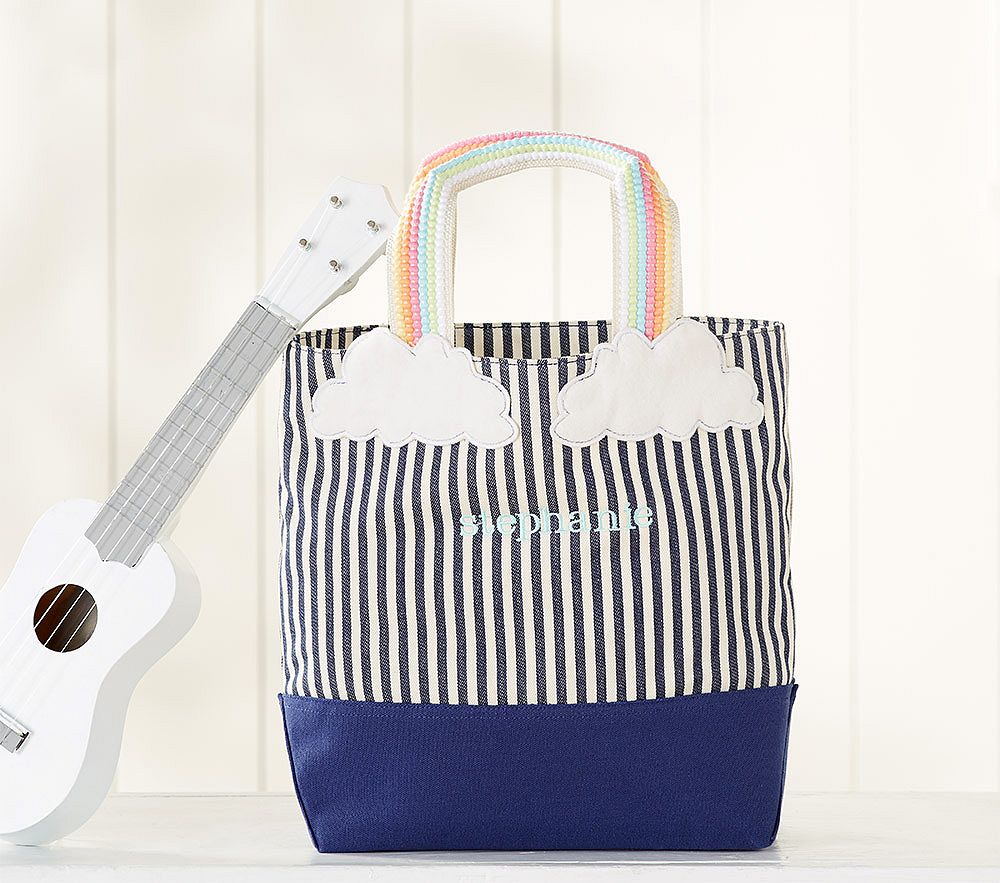 Striped Critter Navy Rainbow Kids Tote | Pottery Barn Kids