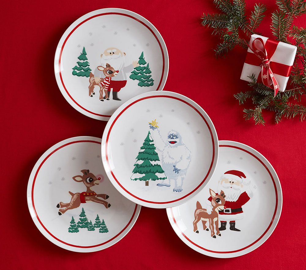Ceramic Rudolph the Red-Nosed Reindeer® Kids Plate Set | Pottery Barn Kids