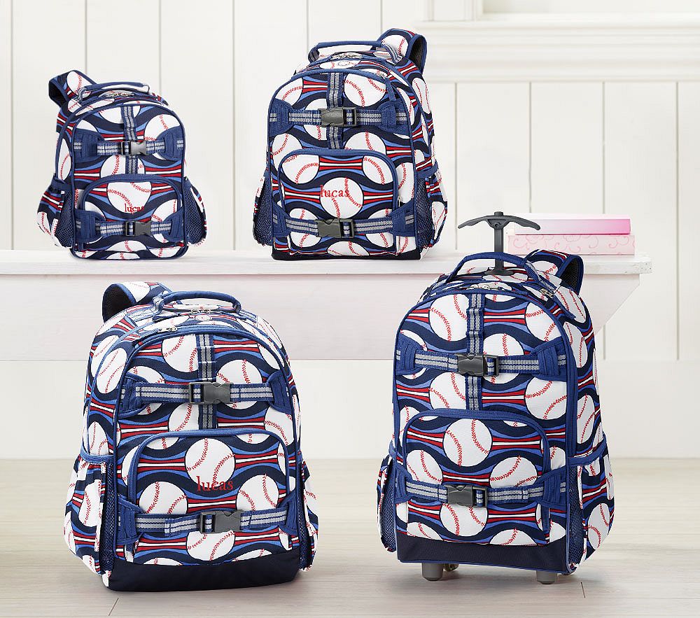 Mackenzie Navy & Blue Baseball Kids Backpack | Pottery Barn Kids