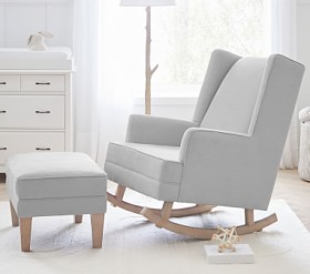 Modern Wingback Rocking Chair & Ottoman | Pottery Barn Kids