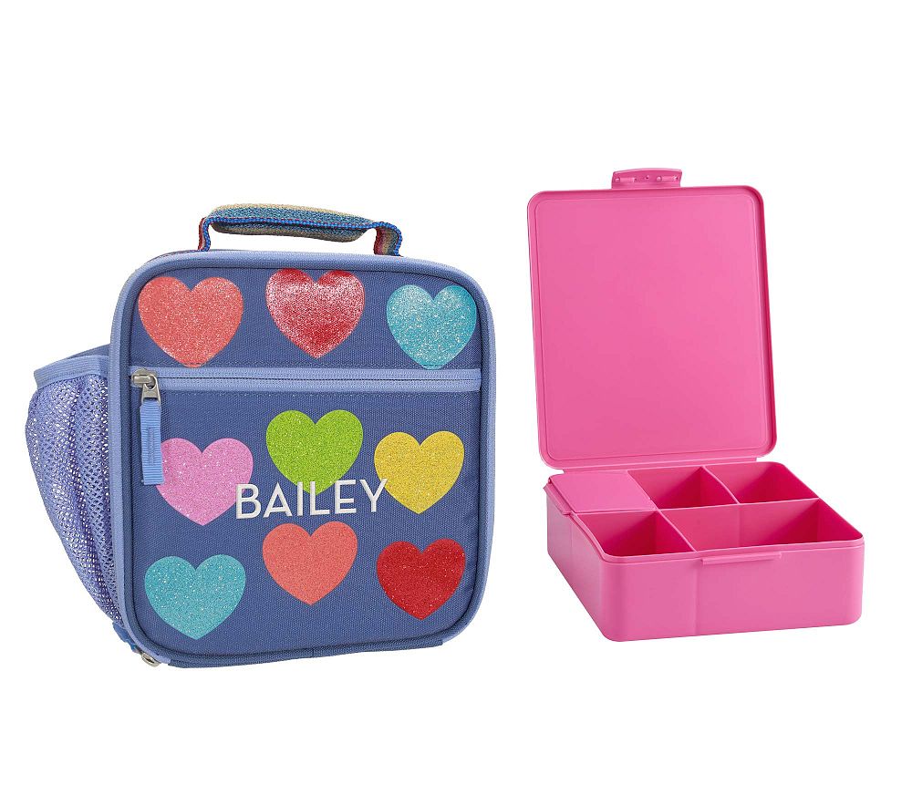 Mackenzie Rainbow Glitter Hearts Lunch & Bento Bundle, Set of 2 | Pottery Barn Kids