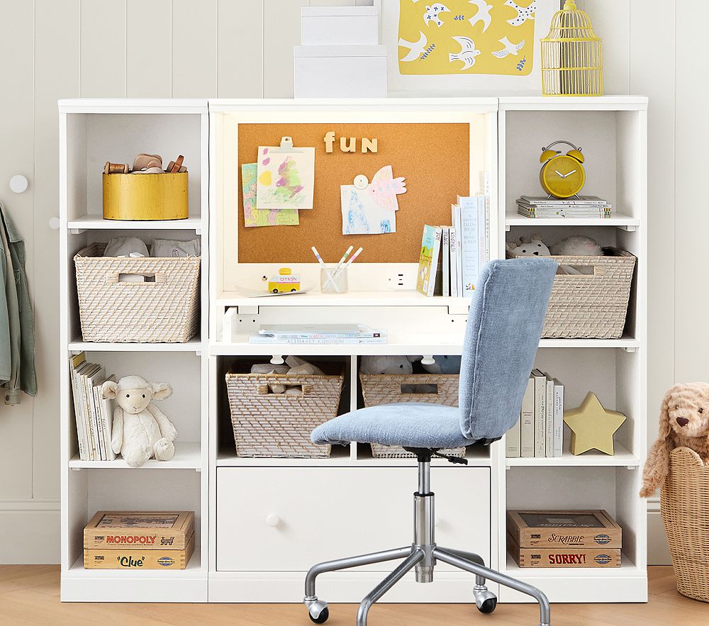 Cameron Stow-Away Desk With Cubby Towers Wall Storage System | Pottery ...