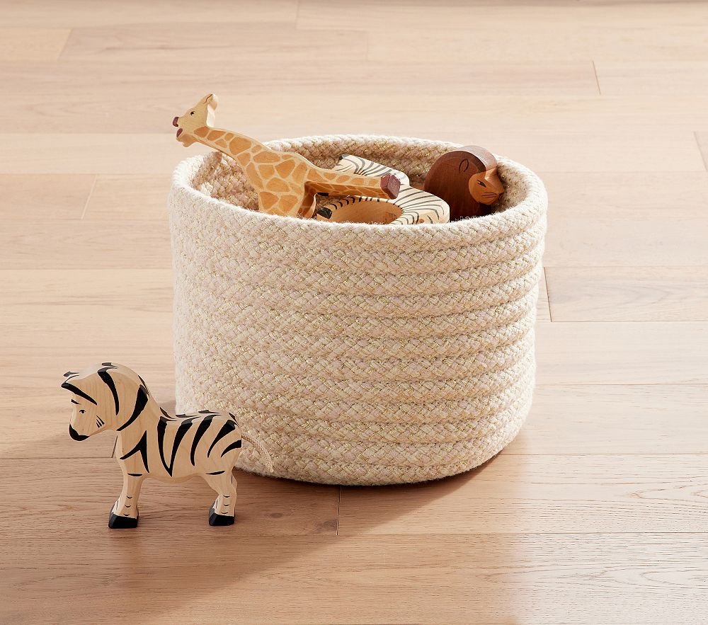 Open Box: Metallic Colorblock Basket, Small, Gold | Pottery Barn Kids