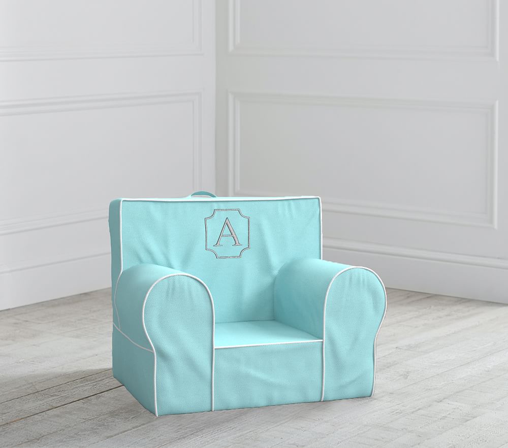 My First Aqua with White Piping Anywhere Chair® | Toddler Armchair ...
