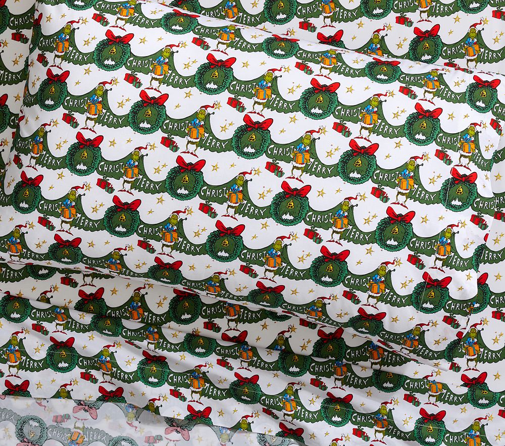 Open Box: Dr. Seuss's The Grinch™ Wreath Organic Sheet Set | Pottery ...