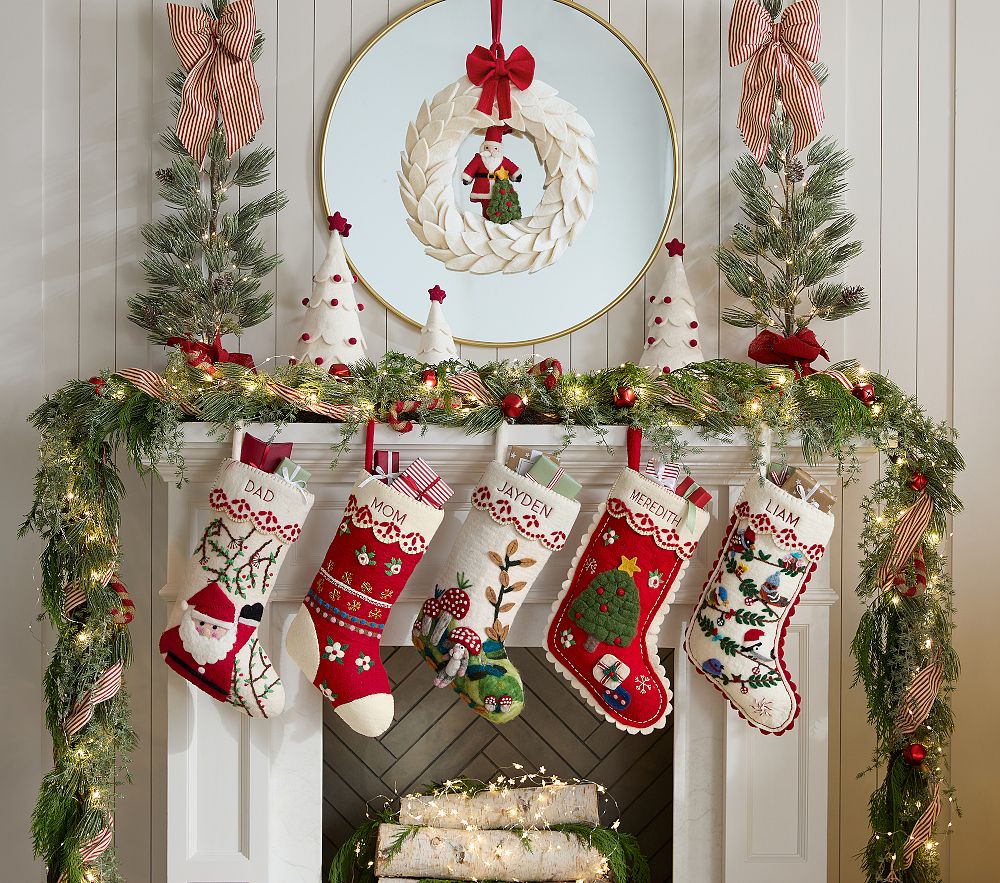 Scenic Felted Wool Christmas Stocking Collection | Pottery Barn Kids