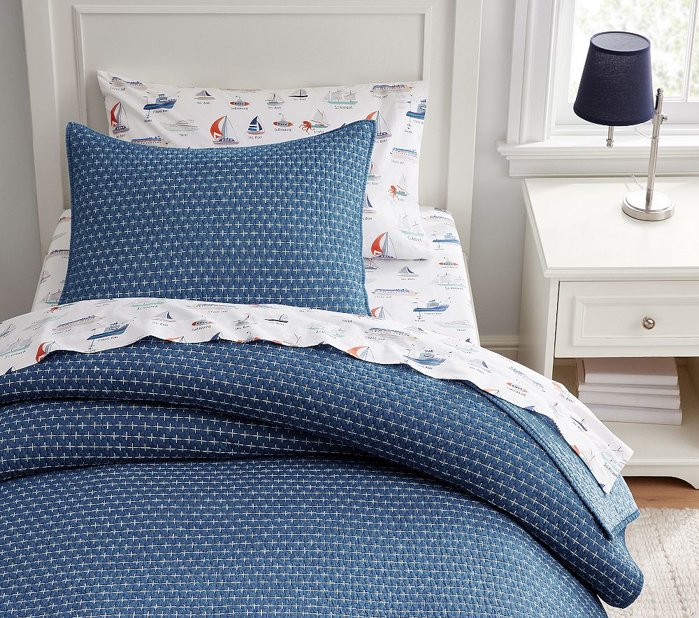 Denim Stitch Quilt & Sham | Pottery Barn Kids