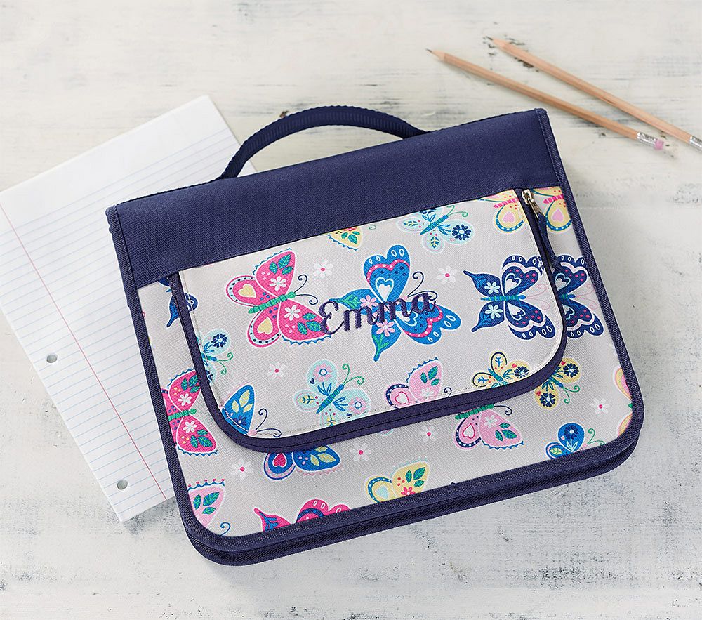 Mackenzie Gray Rainbow Butterfly 3-Ring Binder | Pottery Barn Kids