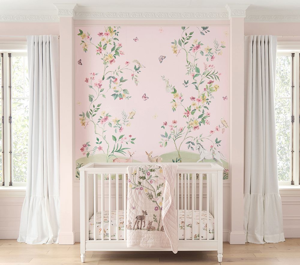 AERIN Pink Forest Wall Mural | Pottery Barn Kids