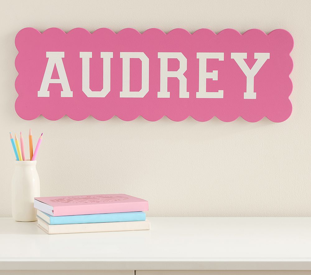Stoney Clover Lane Scallop Varsity Name Decor (24"x 8") | Pottery Barn Kids