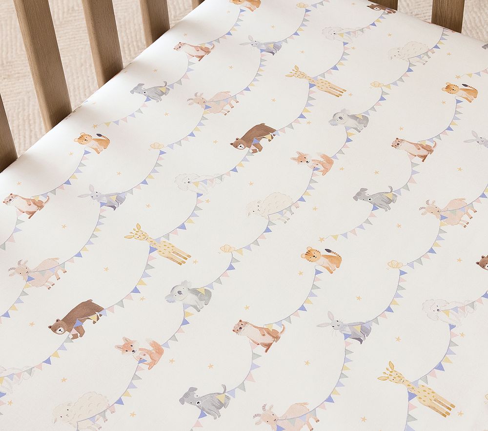 Party Animals Organic Crib Fitted Sheet | Pottery Barn Kids