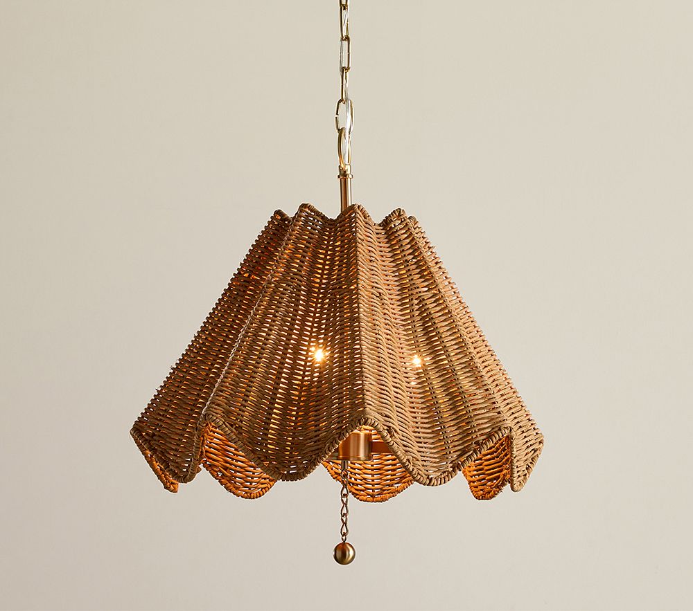 Open Box: Chris Loves Julia Ruffle Rattan Chandelier (16") - Natural ...