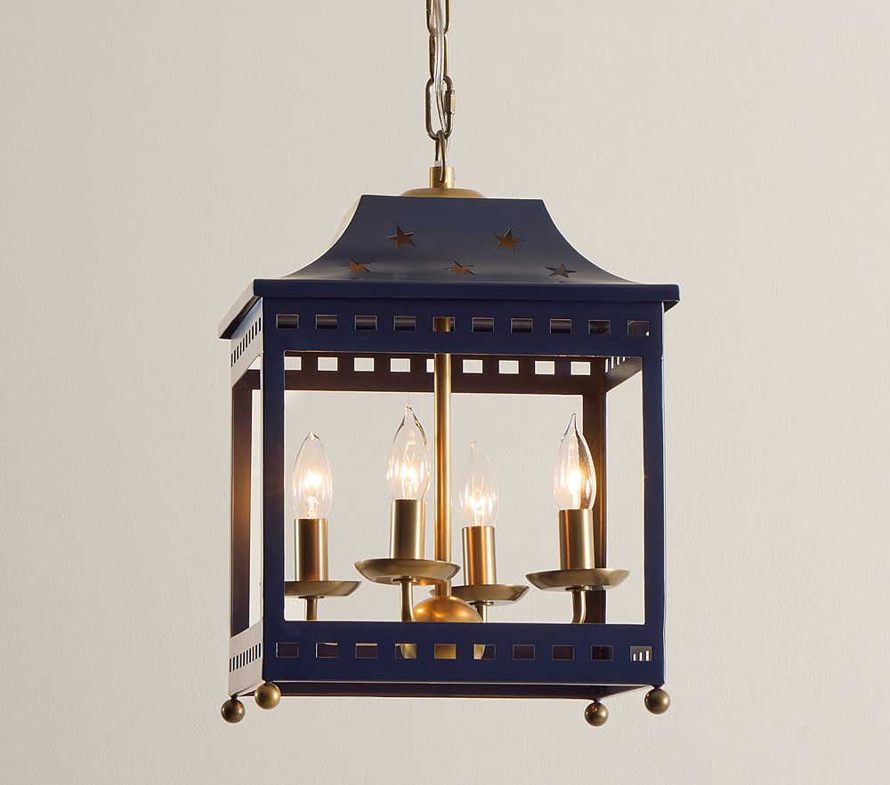 Open Box: Navy Star Punched Lantern Chandelier (18") - Navy Blue ...