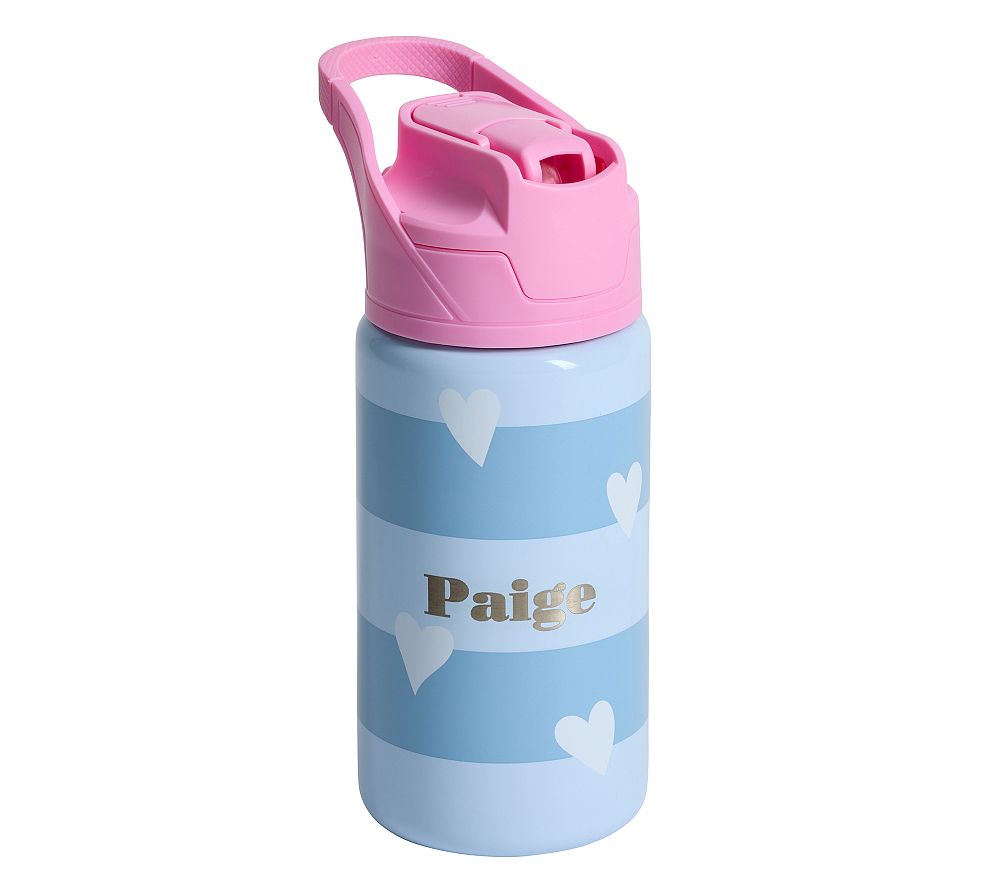 Blue Stripe Heart Mackenzie Water Bottle | Pottery Barn Kids
