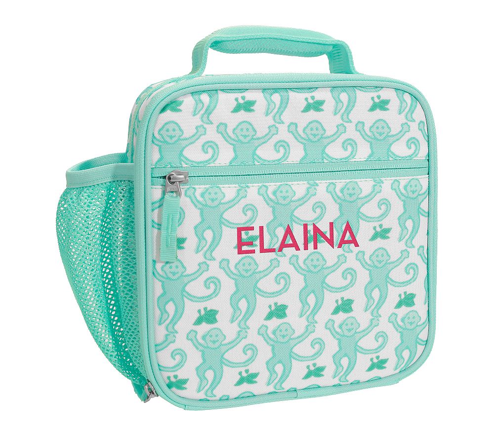 Mackenzie Roller Rabbit Aqua Monkey Lunch Box | Pottery Barn Kids