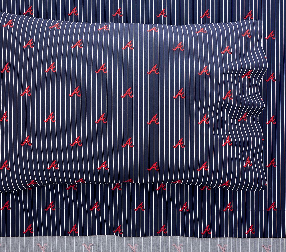 MLB™ Atlanta Braves™ Stripe Organic Cotton Sheet Set | Pottery Barn Kids