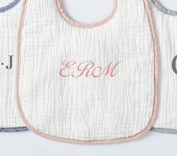 Organic Muslin Linen Trim Bib | Pottery Barn Kids