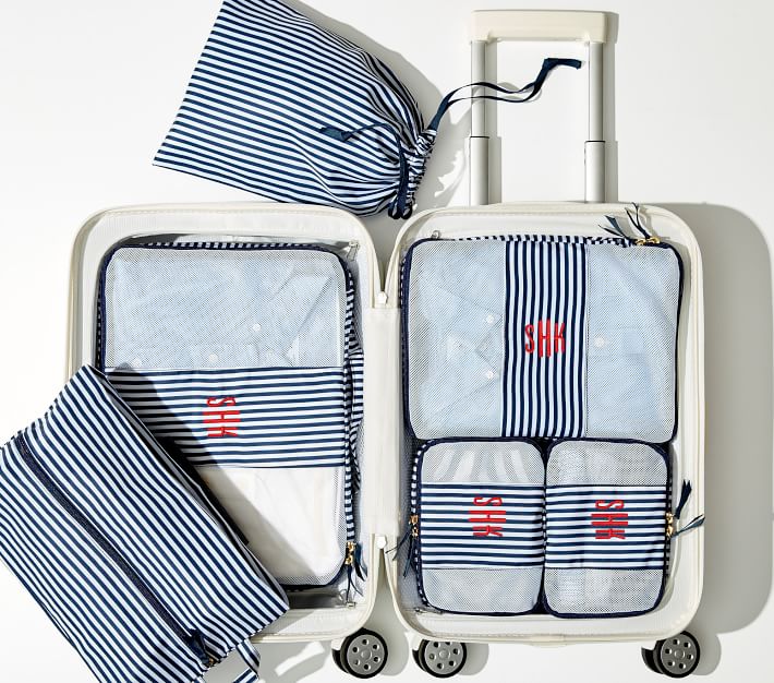 Mark & Graham Navy/White Stripe Packing Cubes, Set of 6 | Pottery Barn Kids