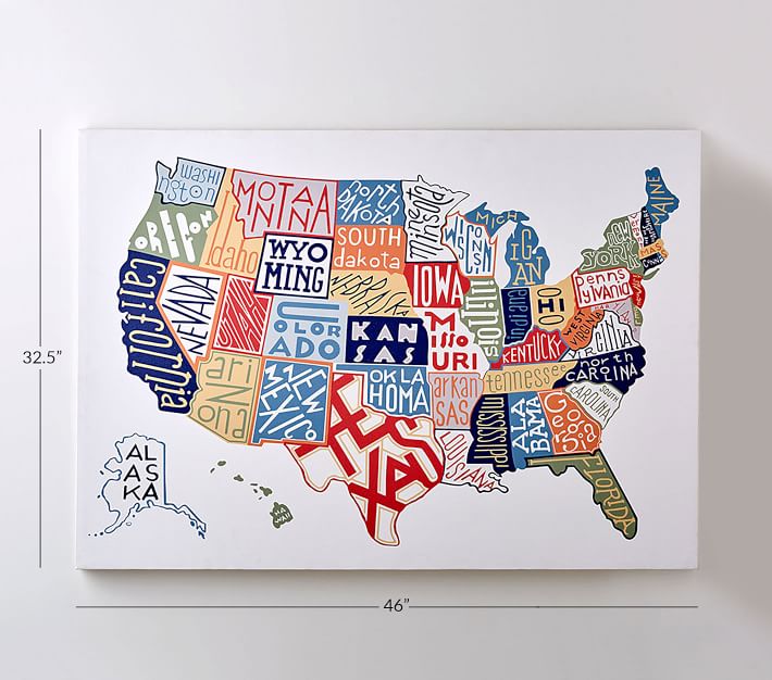 USA Map Canvas Wall Art | Pottery Barn Kids