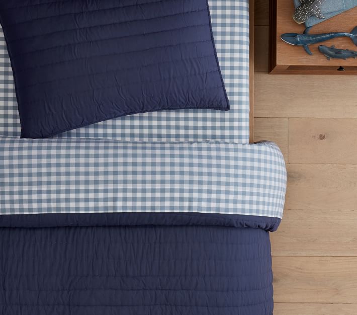 Boys Organic Check Kids Sheets | Pottery Barn Kids
