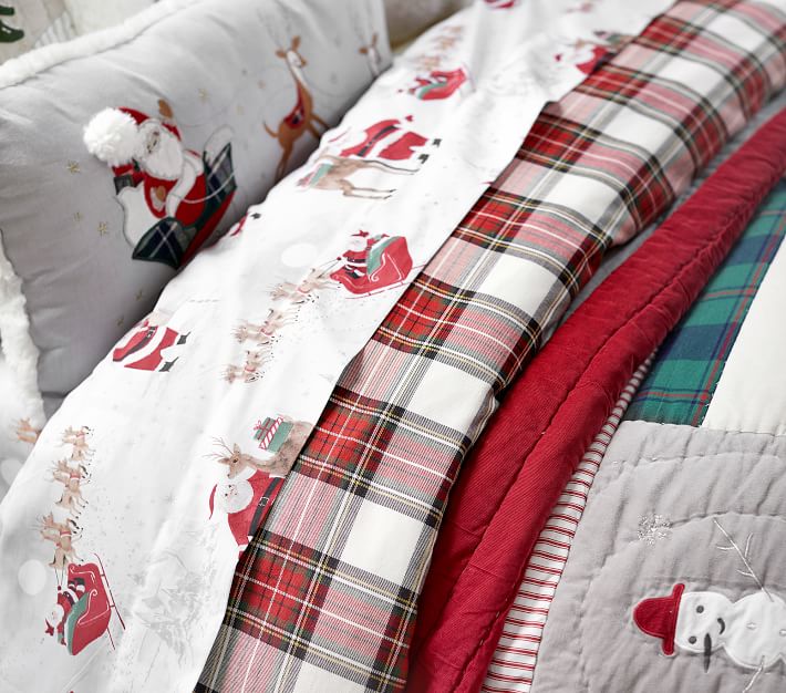 Organic Heritage Santa Kids' Sheet Set | Pottery Barn Kids