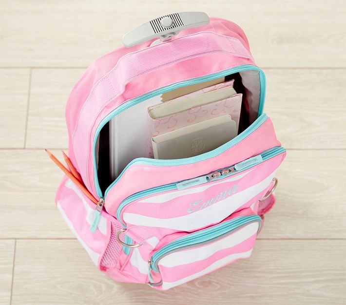 Fairfax Gray & Bright Rainbow Stripe Kids Backpack | Pottery Barn Kids