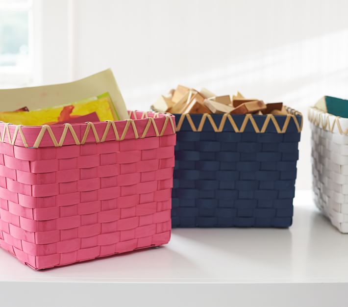 White & Espresso Emory Basket | Kids Storage | Pottery Barn Kids