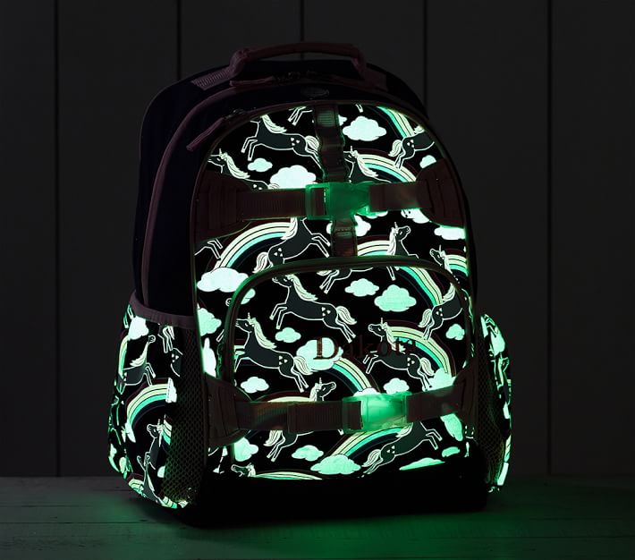 Navy Rainbow Unicorn Glow-in-the-Dark Kids Backpacks | Pottery Barn Kids