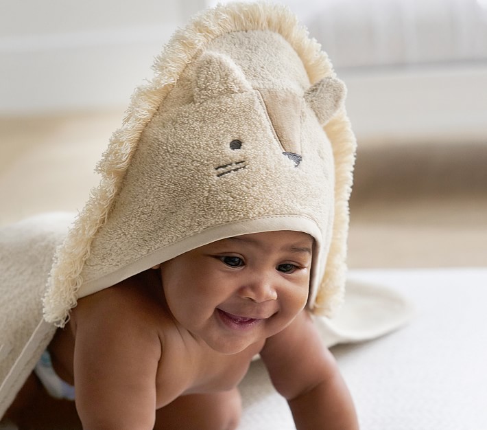 Lion Baby Hooded Towel & Wash Cloth | Pottery Barn Kids