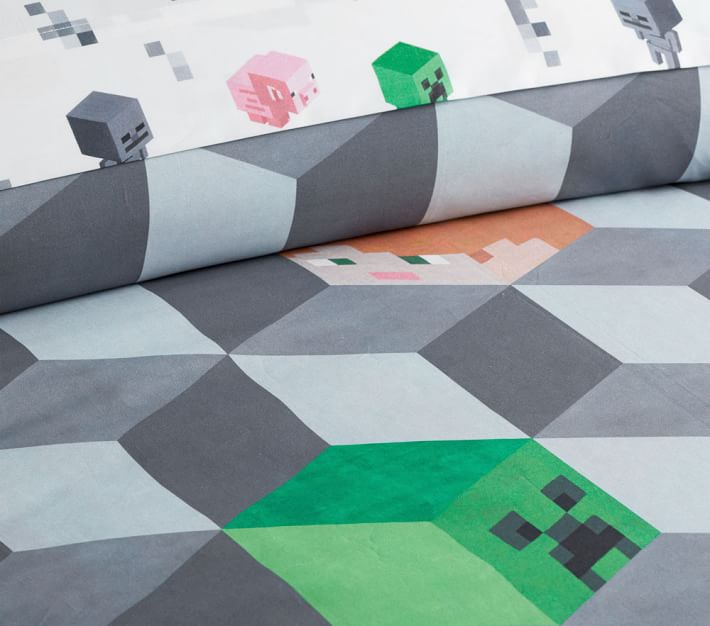 Minecraft Organic Printed Kids Duvet Cover | Pottery Barn Kids