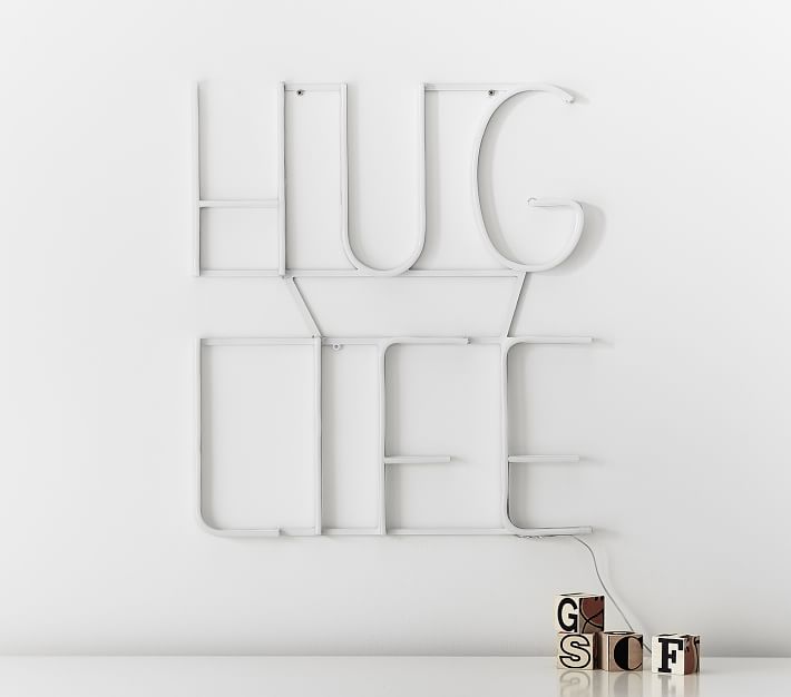 "Hug Life" LED Sentiment Modern Wall Light | Pottery Barn Kids