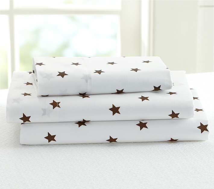 Brown Star Toddler Sheet Set| Toddler Bedding | Pottery Barn Kids