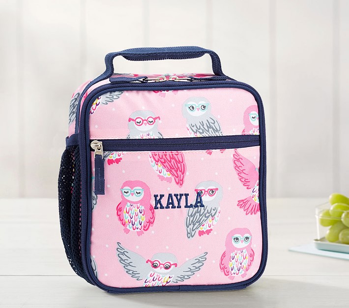Navy Pink Owls Kids Lunch Box | Pottery Barn Kids