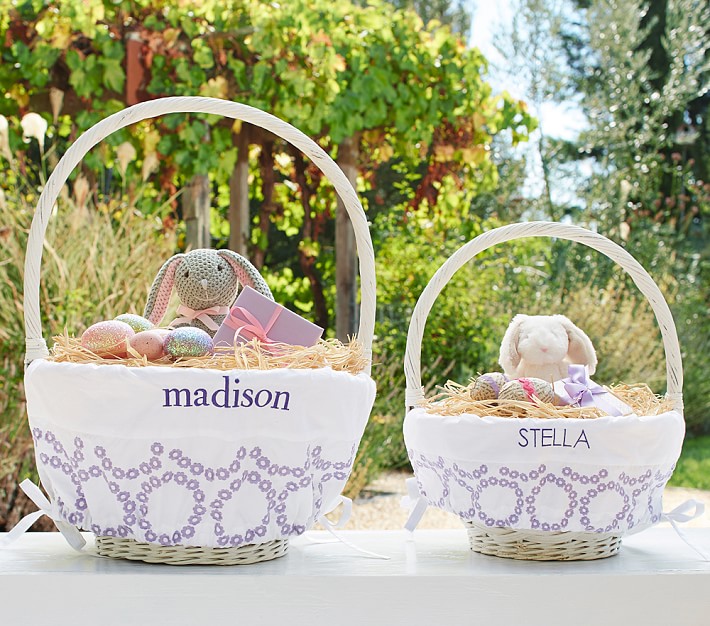Flower Embroidery Easter Basket | Pottery Barn Kids