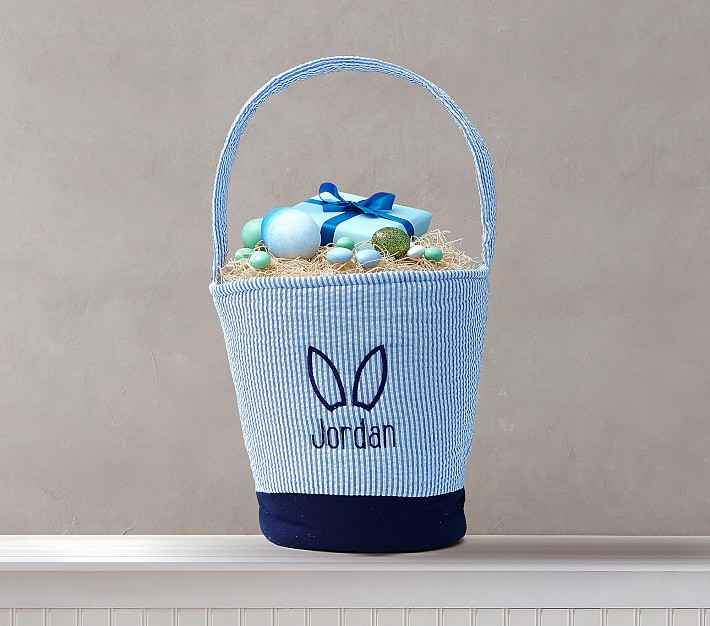 Blue Seersucker Easter Bucket | Pottery Barn Kids