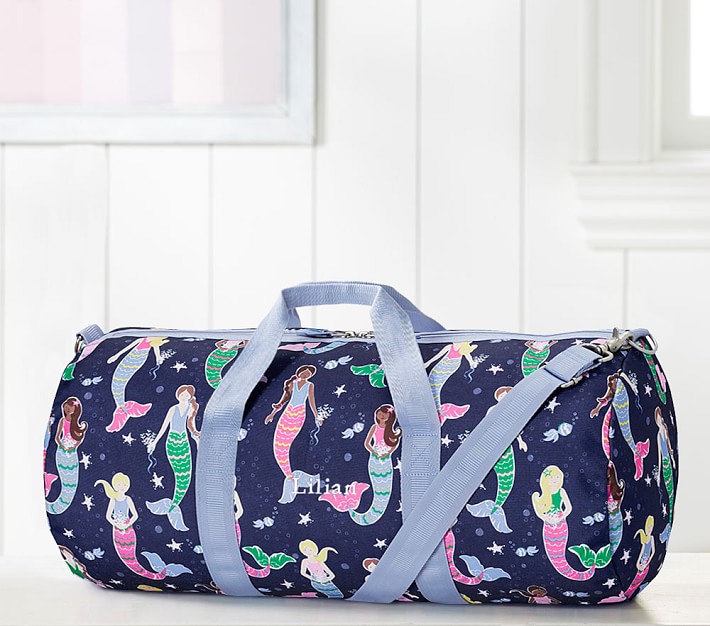 Navy Mermaids Large Kids Duffle Bag | Pottery Barn Kids