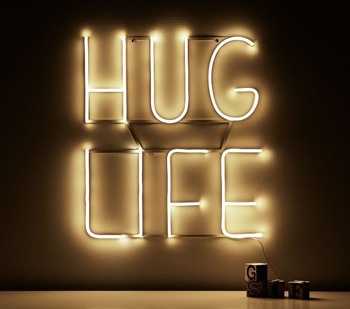"Hug Life" LED Sentiment Modern Wall Light | Pottery Barn Kids