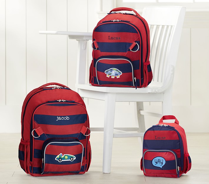 Fairfax Red Navy Rugby Stripe Kids Backpacks | Pottery Barn Kids