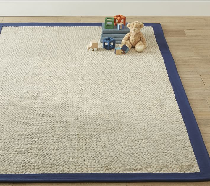 Boys Chenille Jute Thick Solid Border Rug | Solid Color Rug | Pottery ...