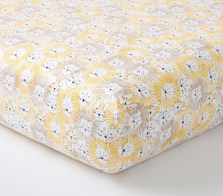 Organic Emery Lion Crib Sheets | Pottery Barn Kids