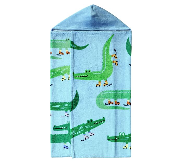 Alligator Allover Kid Beach Hooded Towel | Pottery Barn Kids