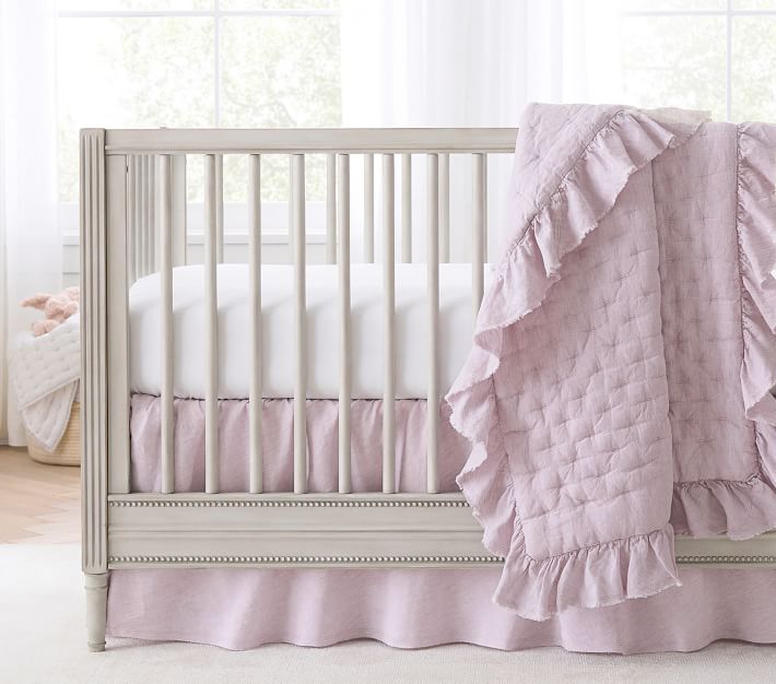 Ruffle Belgian Flax Linen Baby Quilt | Pottery Barn Kids