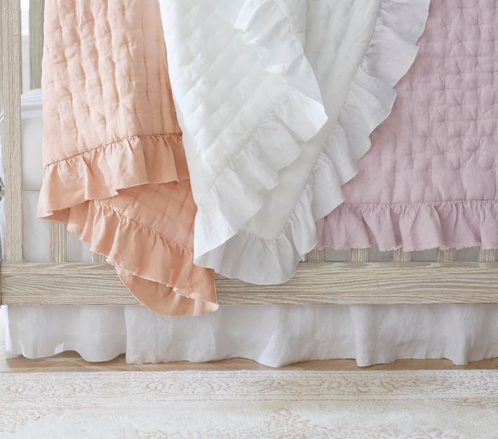 Ruffle Belgian Flax Linen Baby Quilt | Pottery Barn Kids